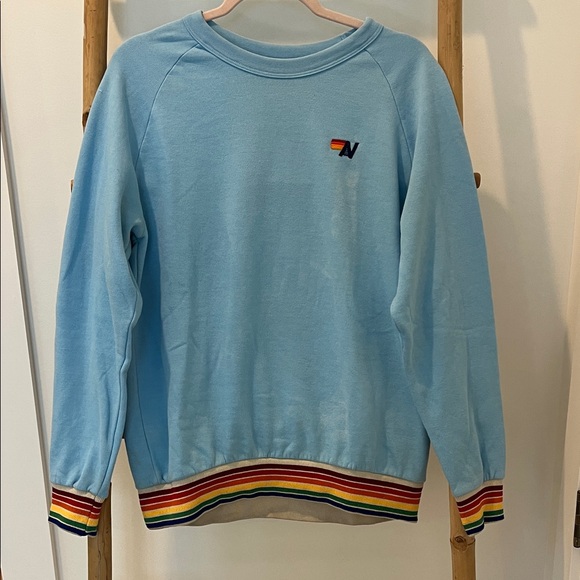 Aviator Nation | Tops | Aviator Nation Light Blue Crewneck With Rainbow ...